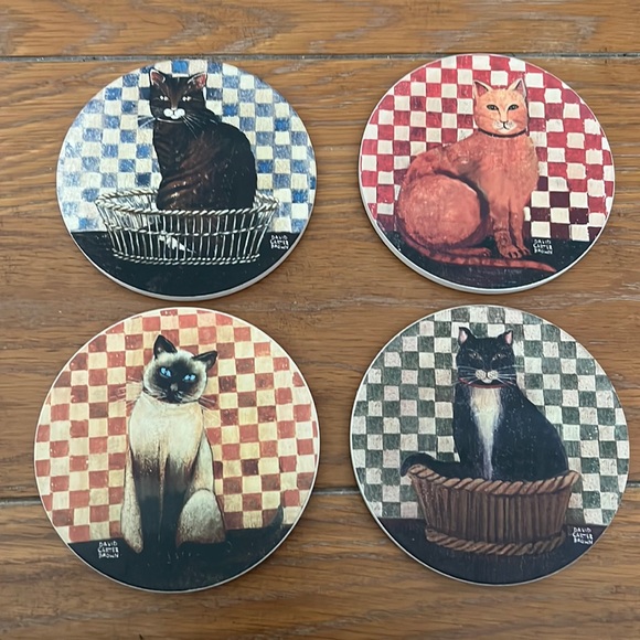 Dining | Vintage David Carter Brown Country Kitties Coasterstone Set Of ...